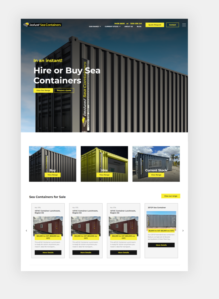 Instant Sea Containers – Lighthouse Creative ~ Perth Web Design Studio
